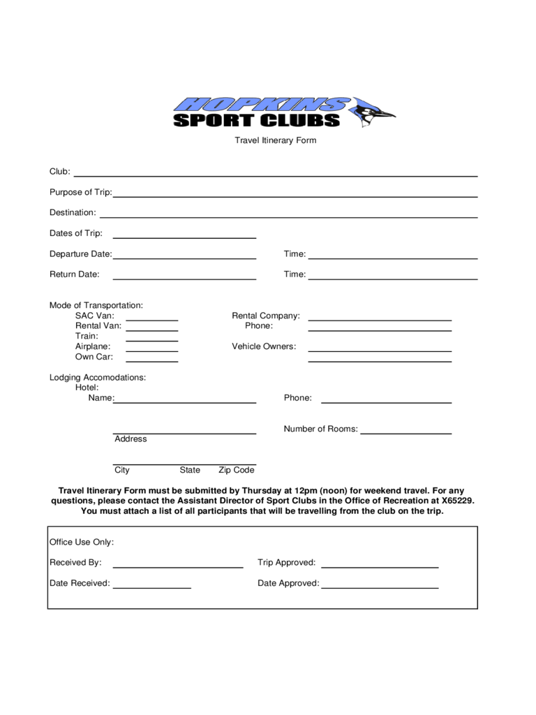 2023 Travel Itinerary Template Fillable Printable PDF Forms Handypdf