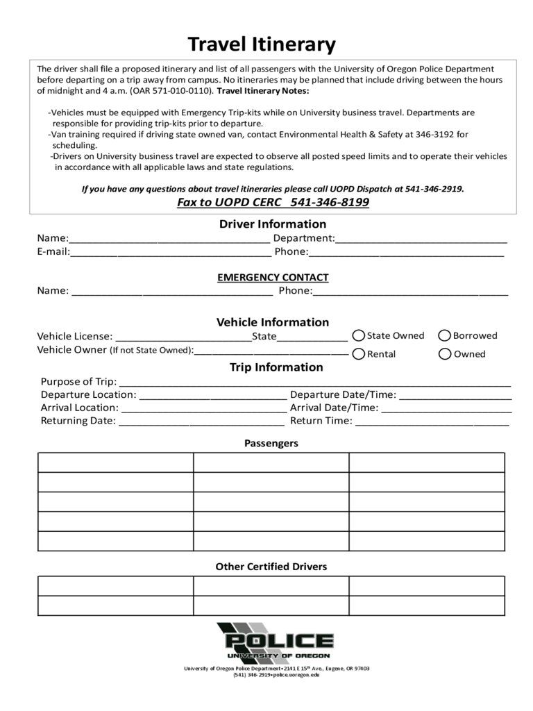 2024 Itinerary Template Fillable Printable PDF Forms Handypdf