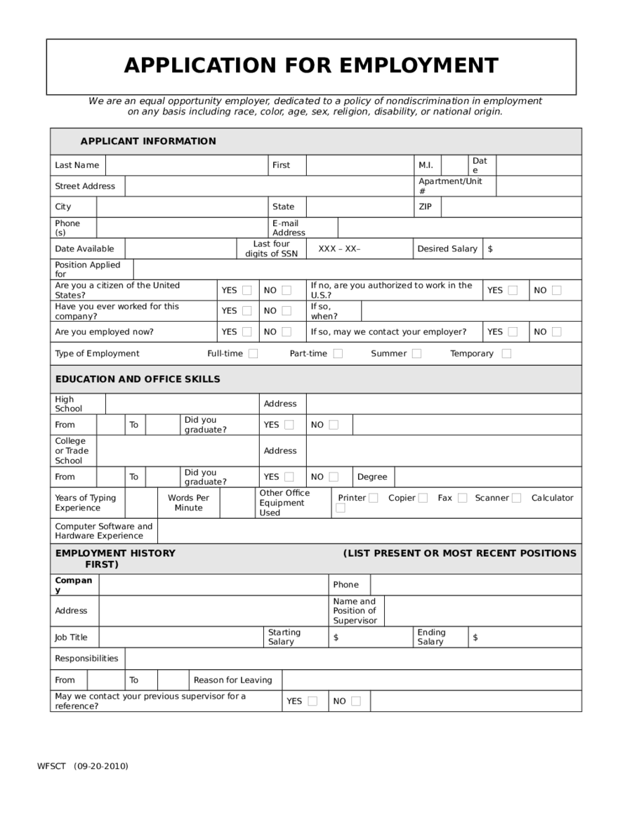 Free Printable Job Application Form Pdf Free Printable Blank 