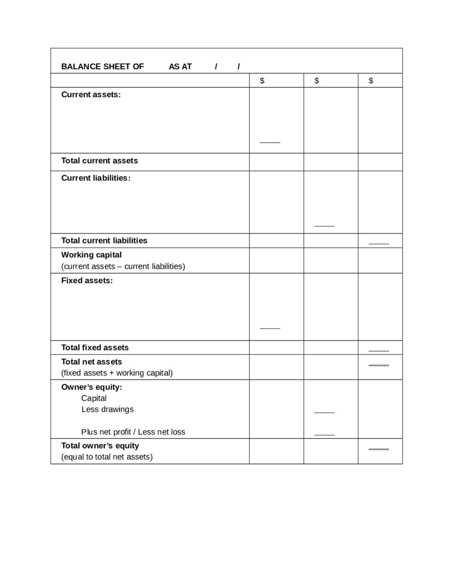 2023 Balance Sheet Template Fillable Printable PDF Forms Handypdf