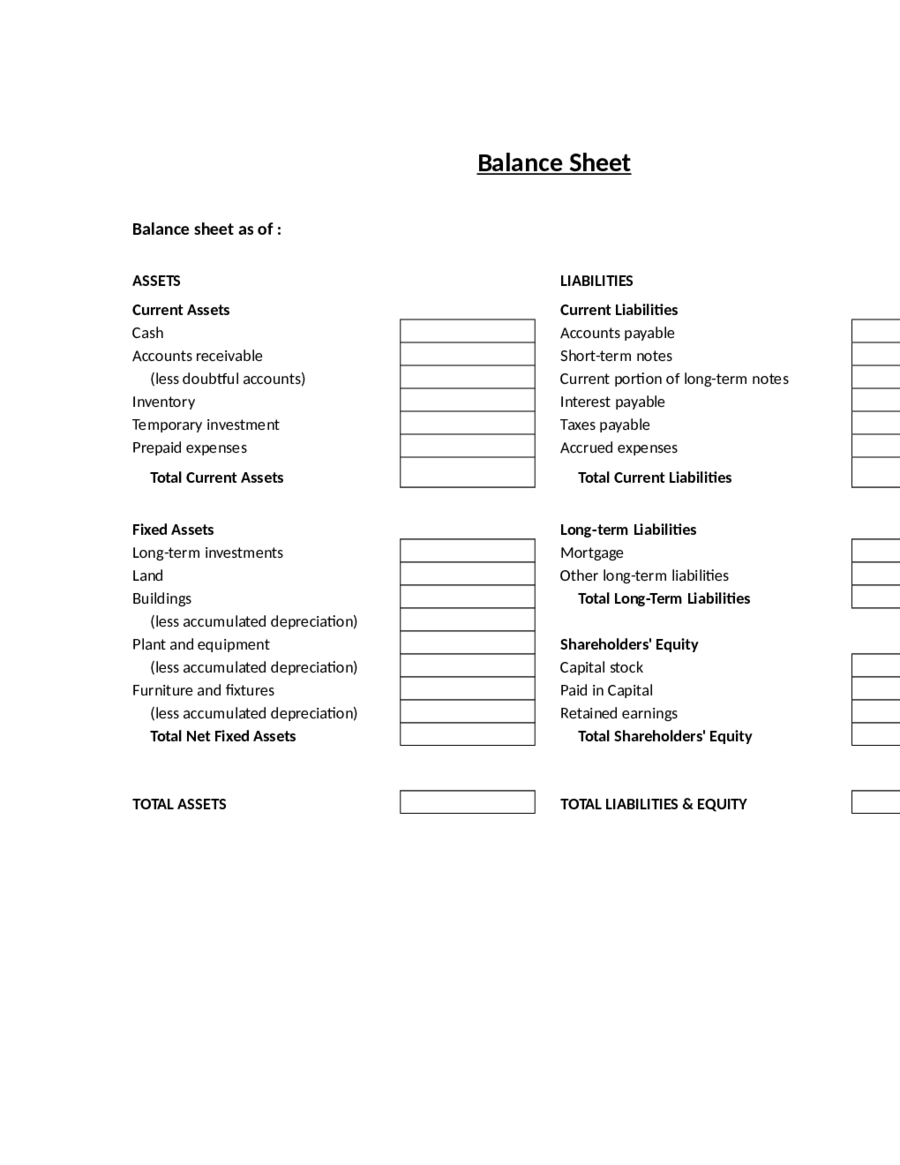 2023 Balance Sheet Template Fillable Printable PDF Forms Handypdf