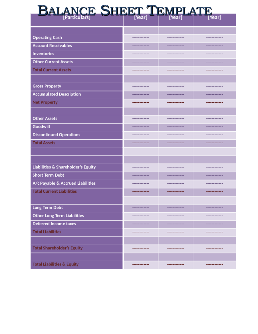 2022 Balance Sheet Template Fillable Printable PDF Forms Handypdf