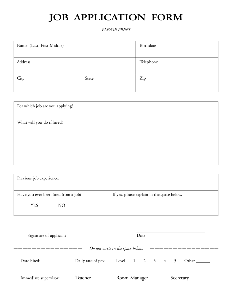 Basic Application Form Printable Printable Forms Free Online