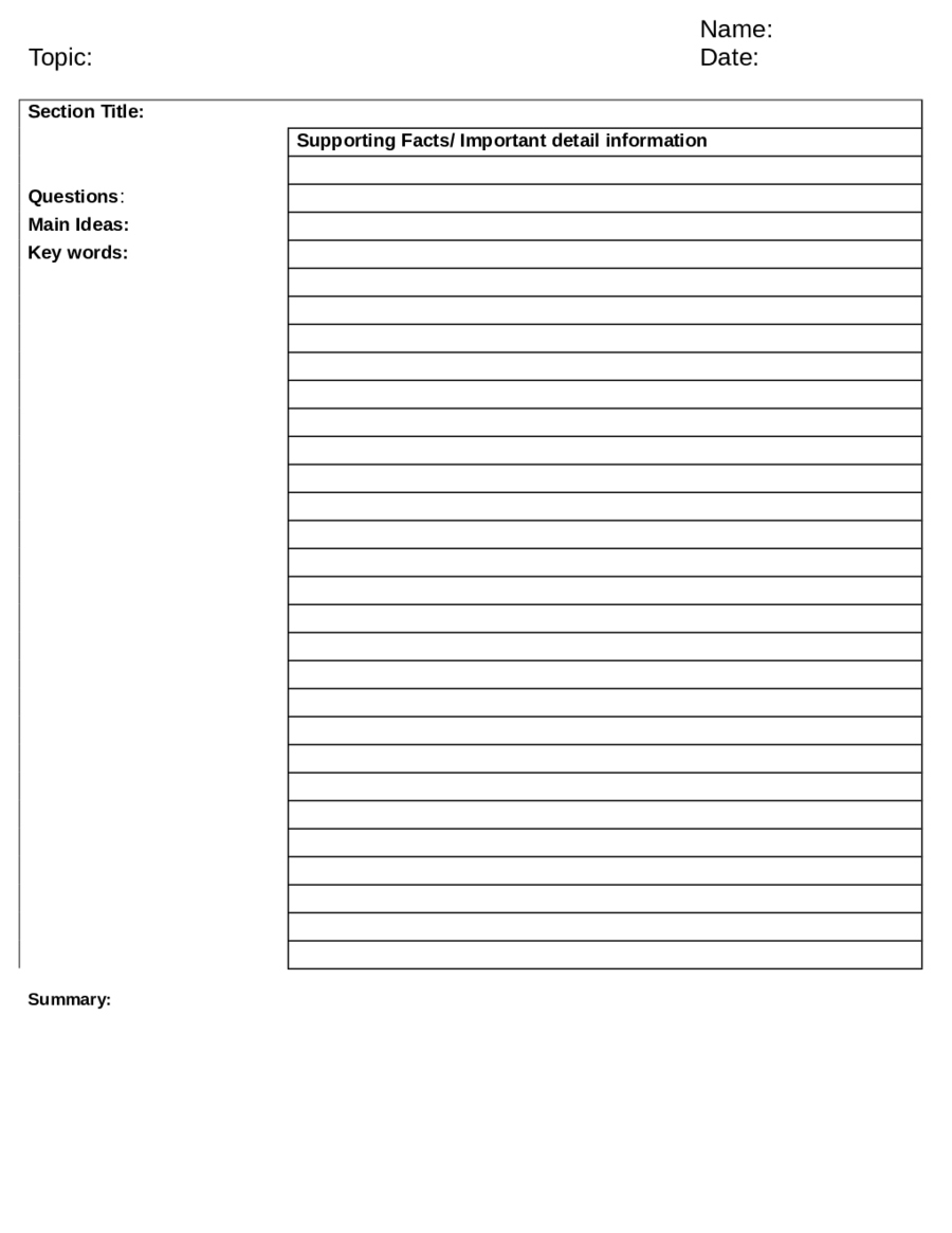 Cornell Notes Template For Word Edit Fill Sign Online Handypdf