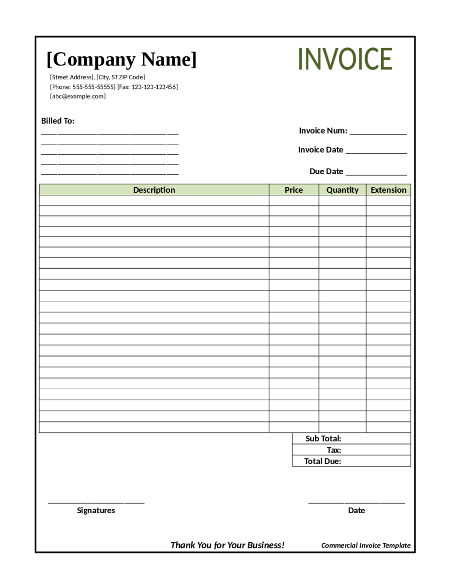 Free Blank Invoice Template Printable Printable Templates