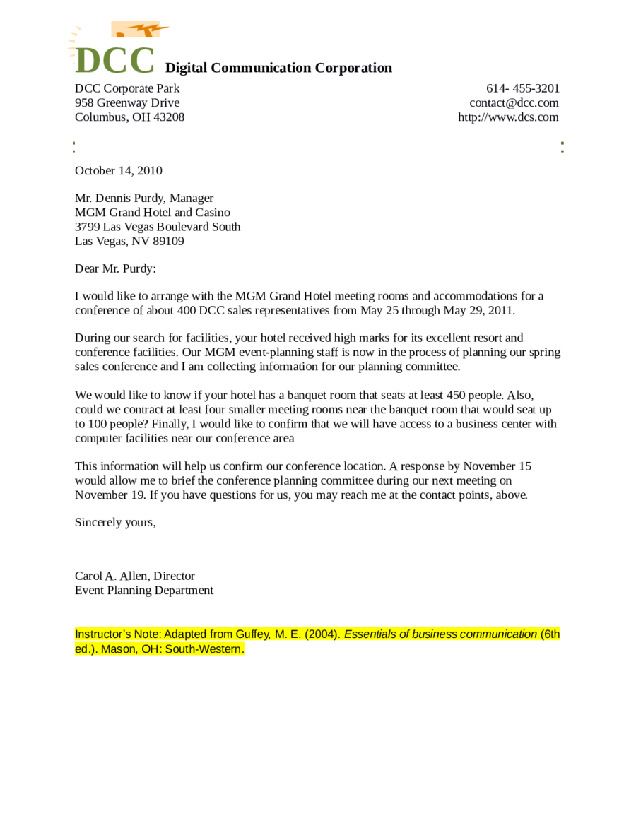 Sample Business Letter Template