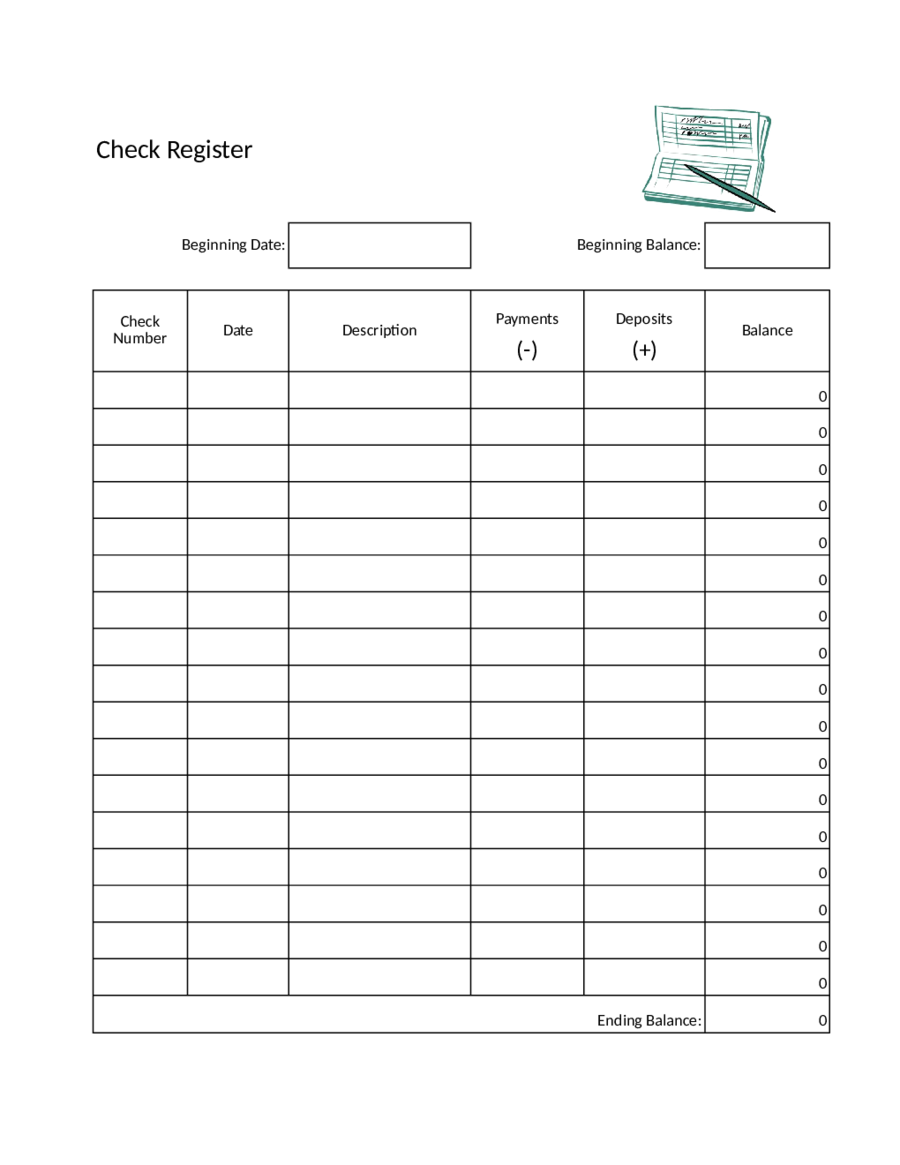 2023 Checkbook Register Fillable Printable PDF Forms Handypdf