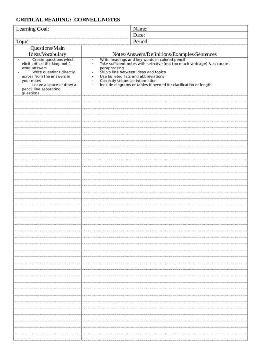 2023 Cornell Notes Template Fillable Printable PDF Forms Handypdf
