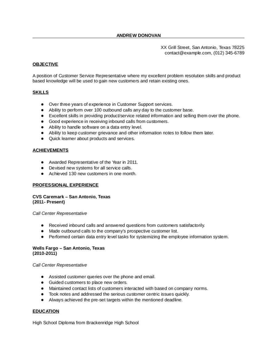 2023 Customer Service Resume Fillable Printable PDF Forms Handypdf