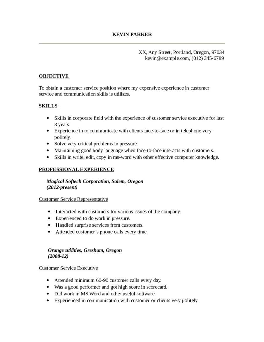 2023 Customer Service Resume Fillable Printable PDF Forms Handypdf