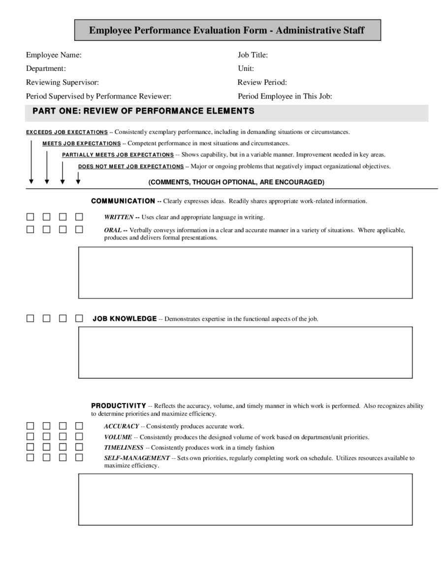 Knowledge Of Job Performance Review Comments Knowledge