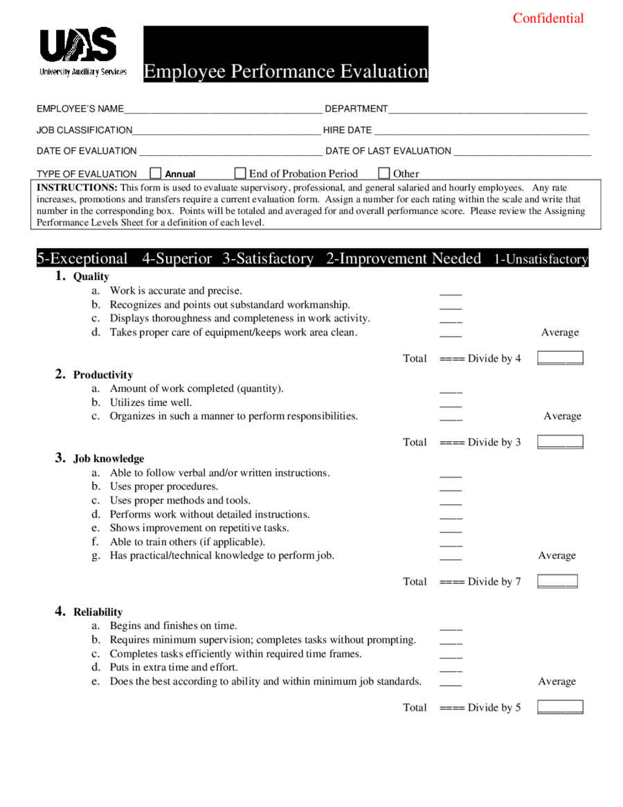 2024 Employee Evaluation Form Fillable Printable PDF Forms Handypdf