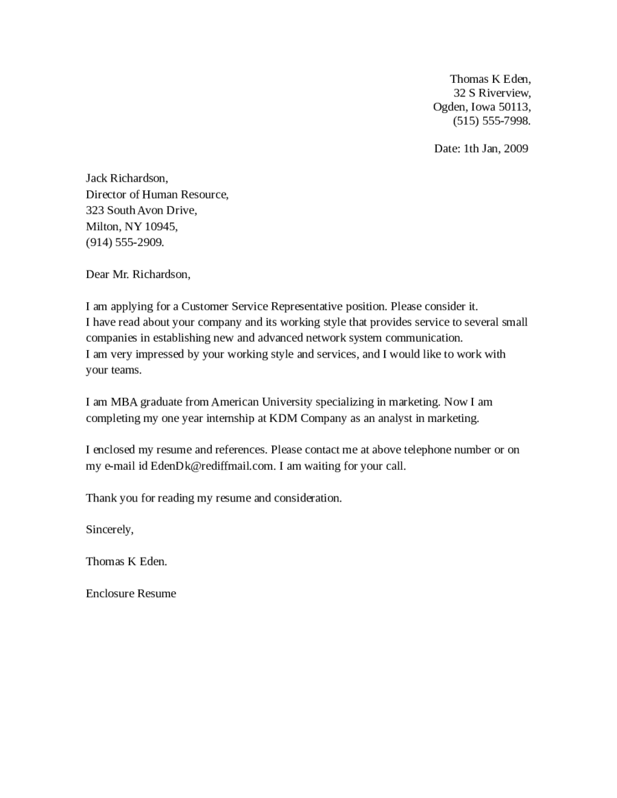 Customer Service Cover Letter Edit Fill Sign Online Handypdf