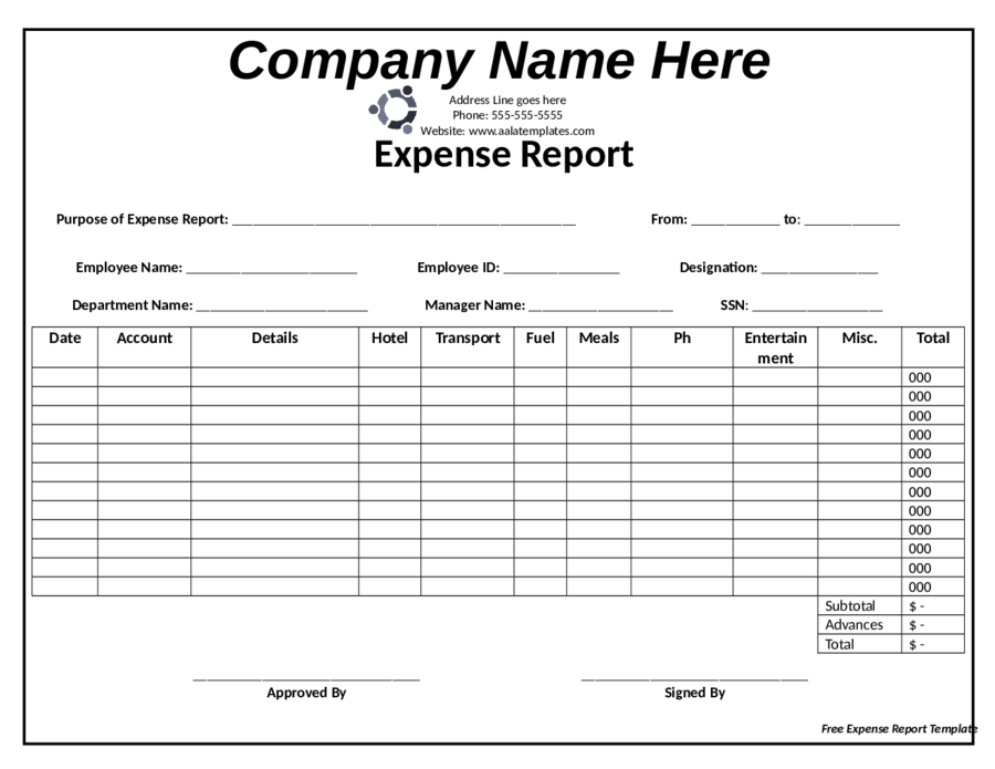 Business Expense Forms Free Excel Templates
