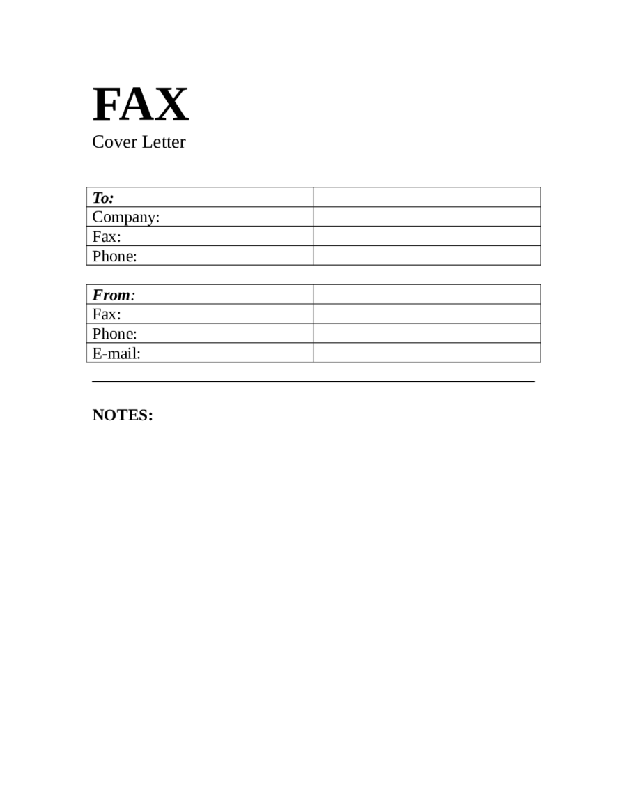Fax Cover Letter Template Word