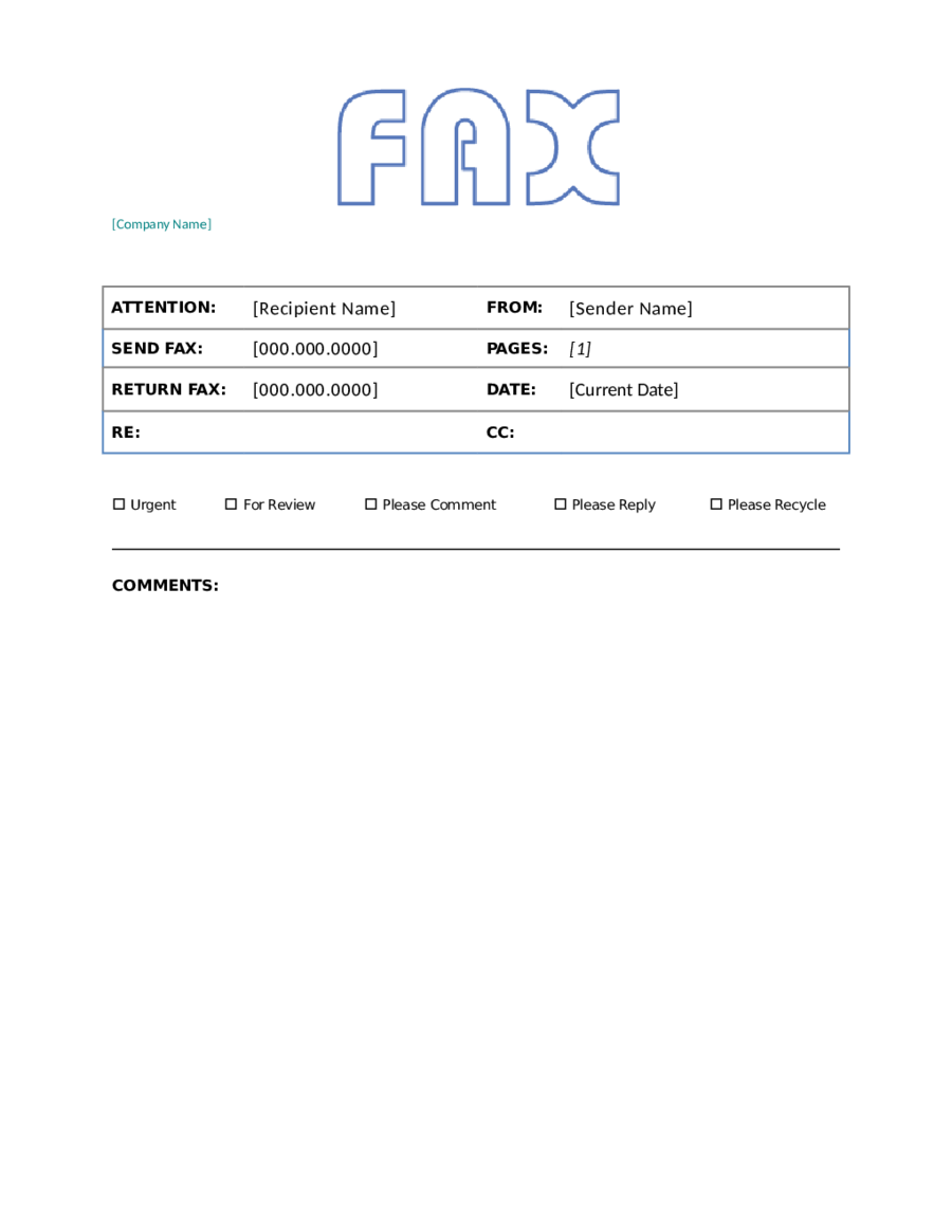 2022 Fax Cover Sheet Template Fillable Printable PDF Forms Handypdf