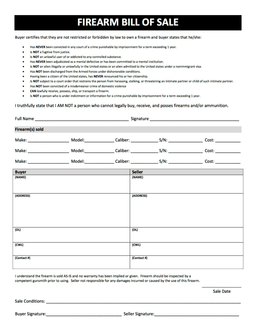 2019 Bill Of Sale Form Fillable Printable PDF Forms Handypdf