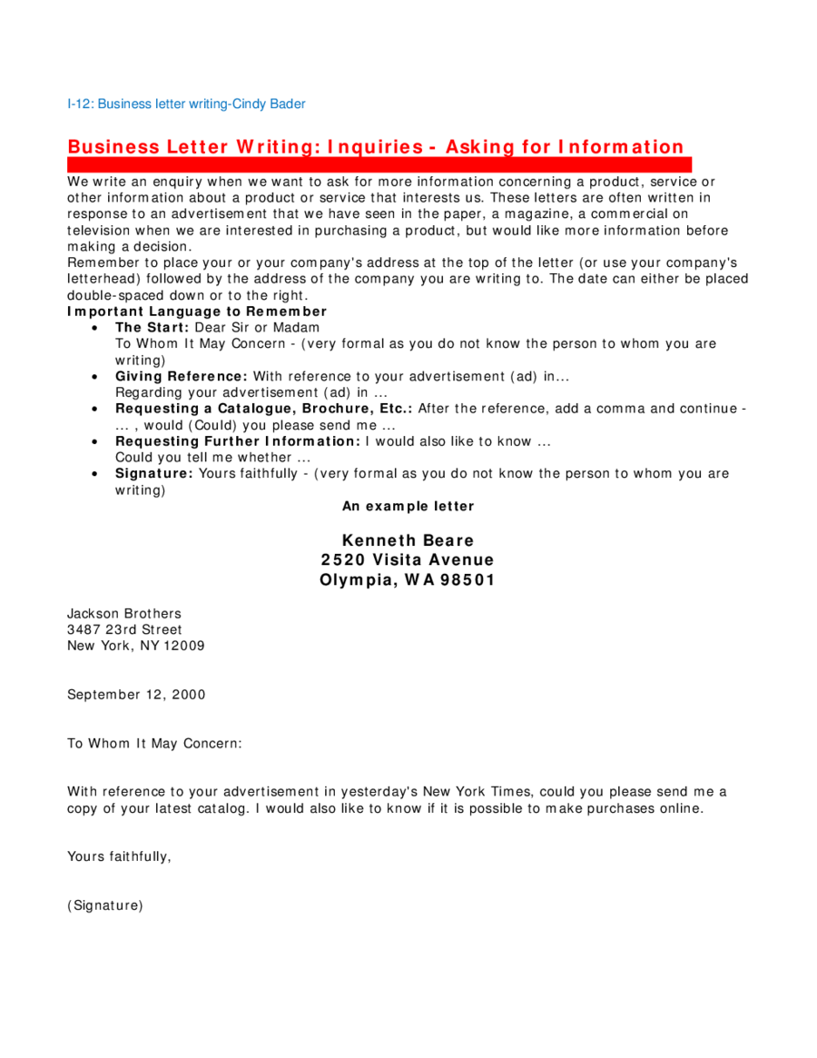 Business Letter Format Copy