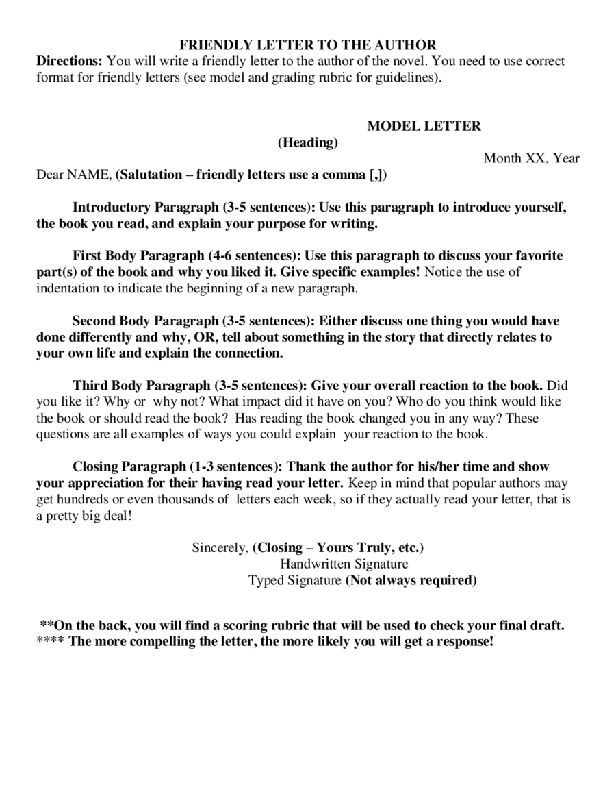 2023 Friendly Letter Format Fillable Printable PDF Forms Handypdf
