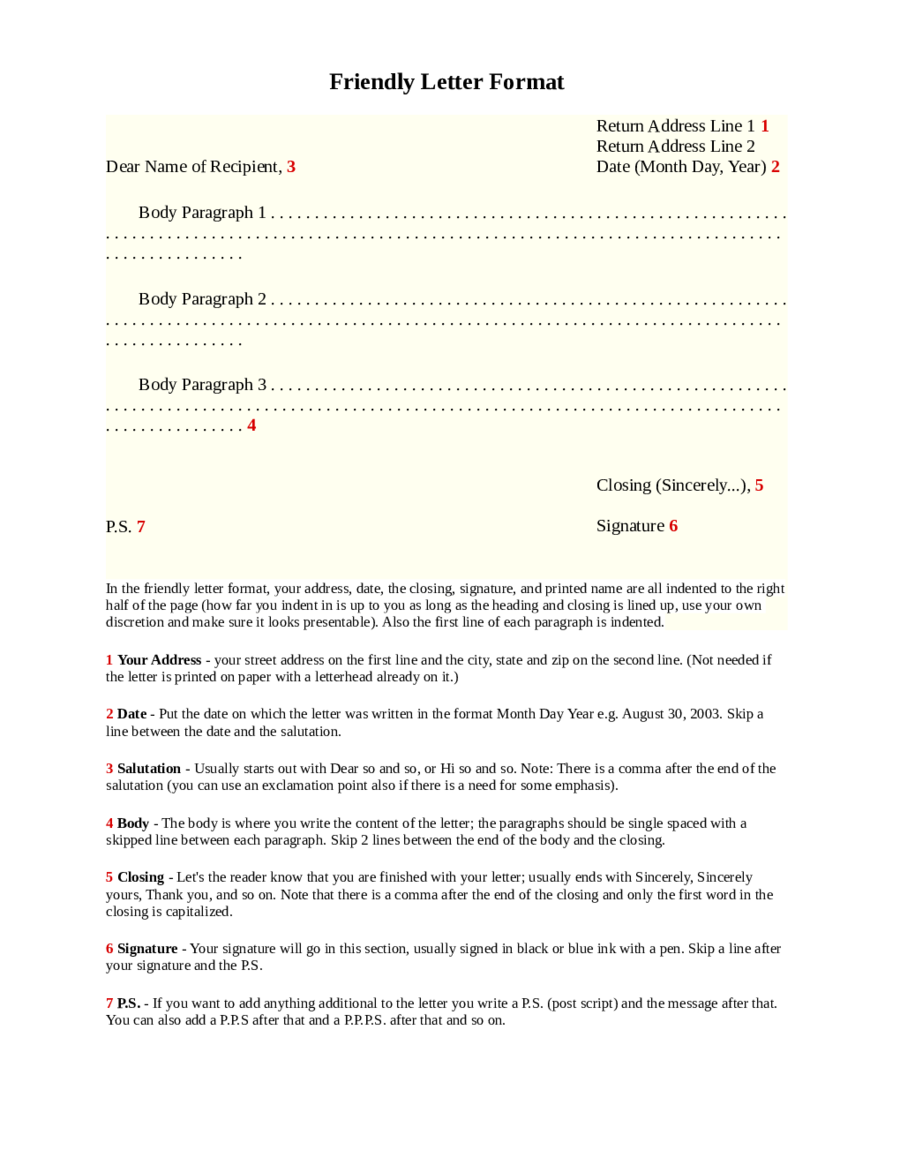 2023 Friendly Letter Format Fillable Printable PDF Forms Handypdf