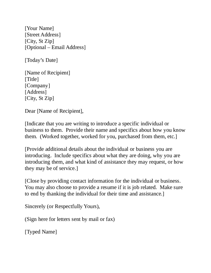 Example Letter Of Introduction In Business Letter