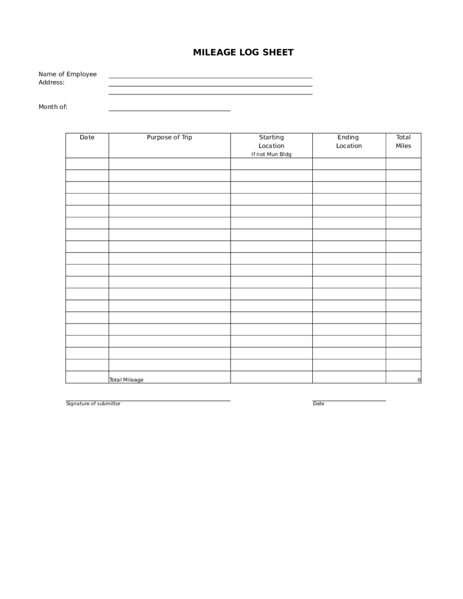2023 Mileage Log Fillable Printable PDF Forms Handypdf