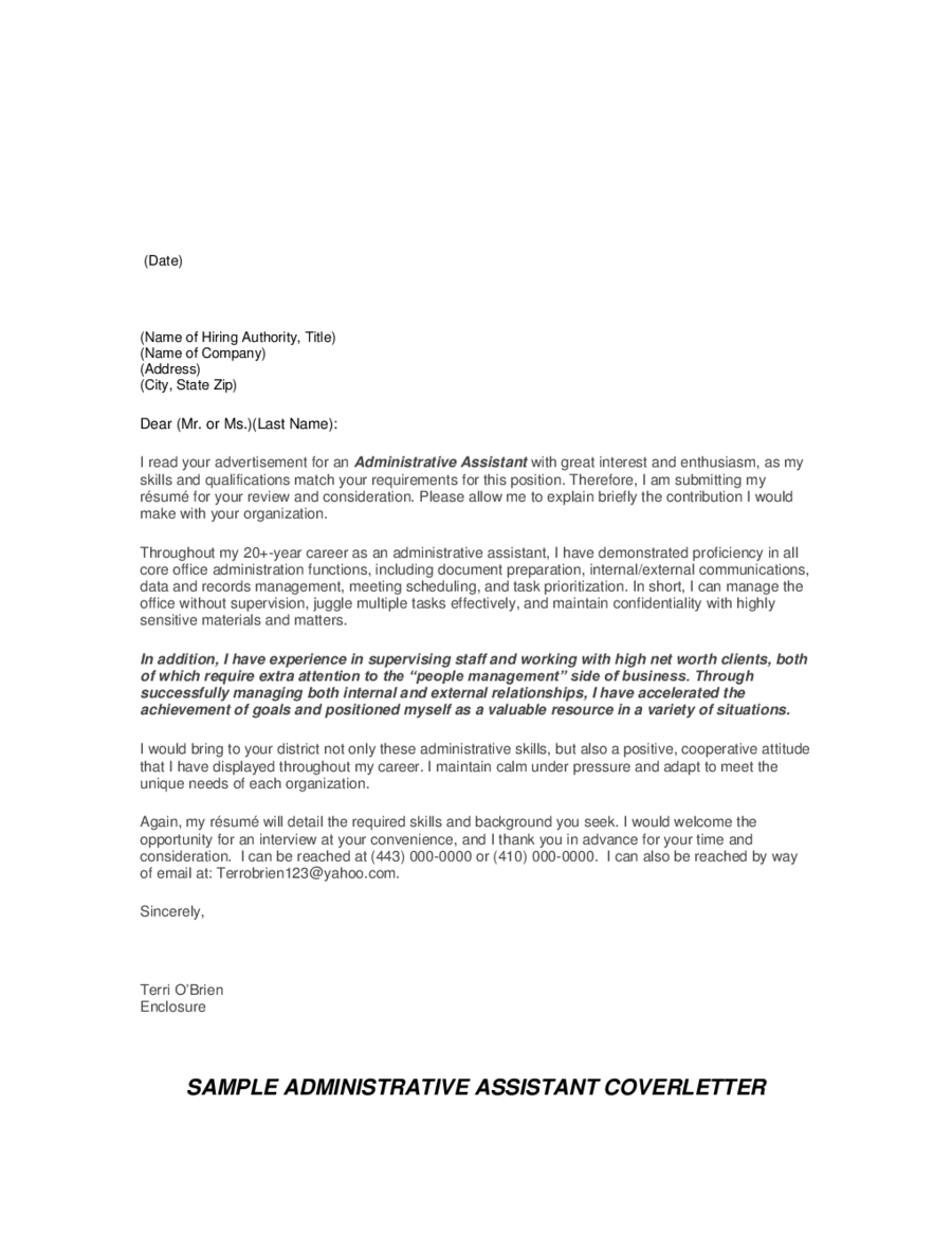 2023 Office Assistant Cover Letter Fillable Printable PDF Forms 