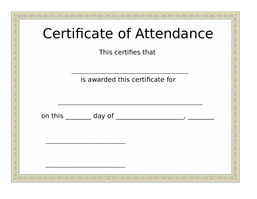 Free Printable Certificate Of Attendance Template Printable Templates
