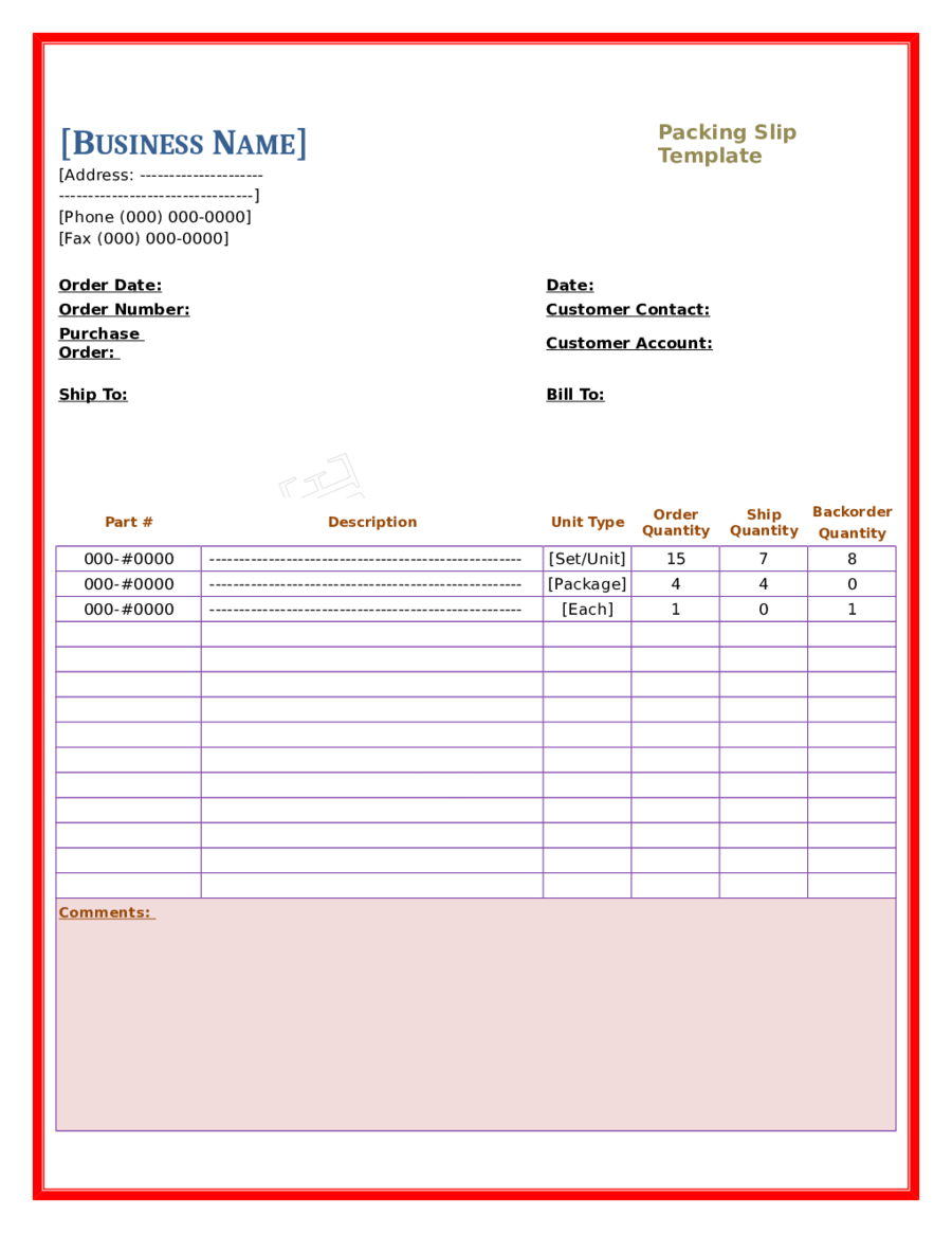 Printable Packing Slip Sample Edit Fill Sign Online Handypdf