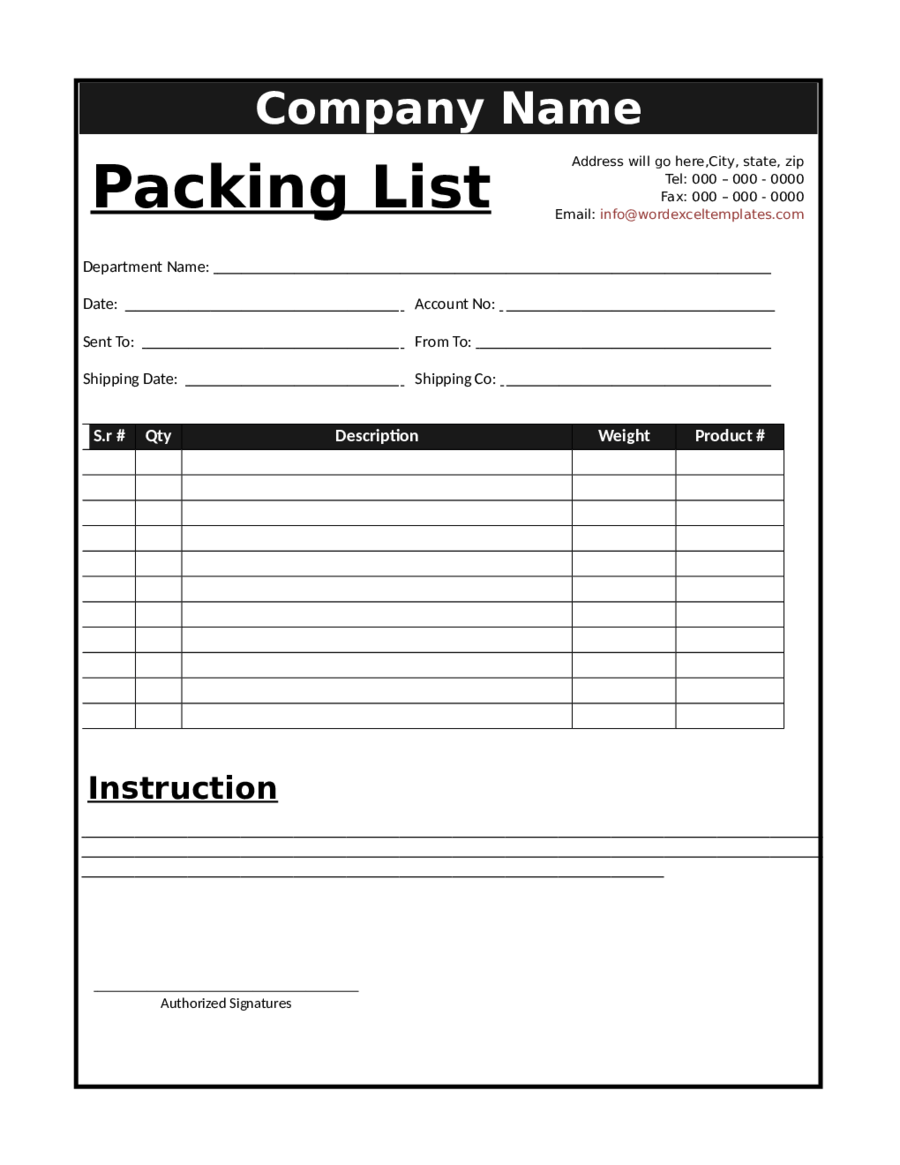 Packing Slip Template Fill Online Printable Fillable Blank CAA