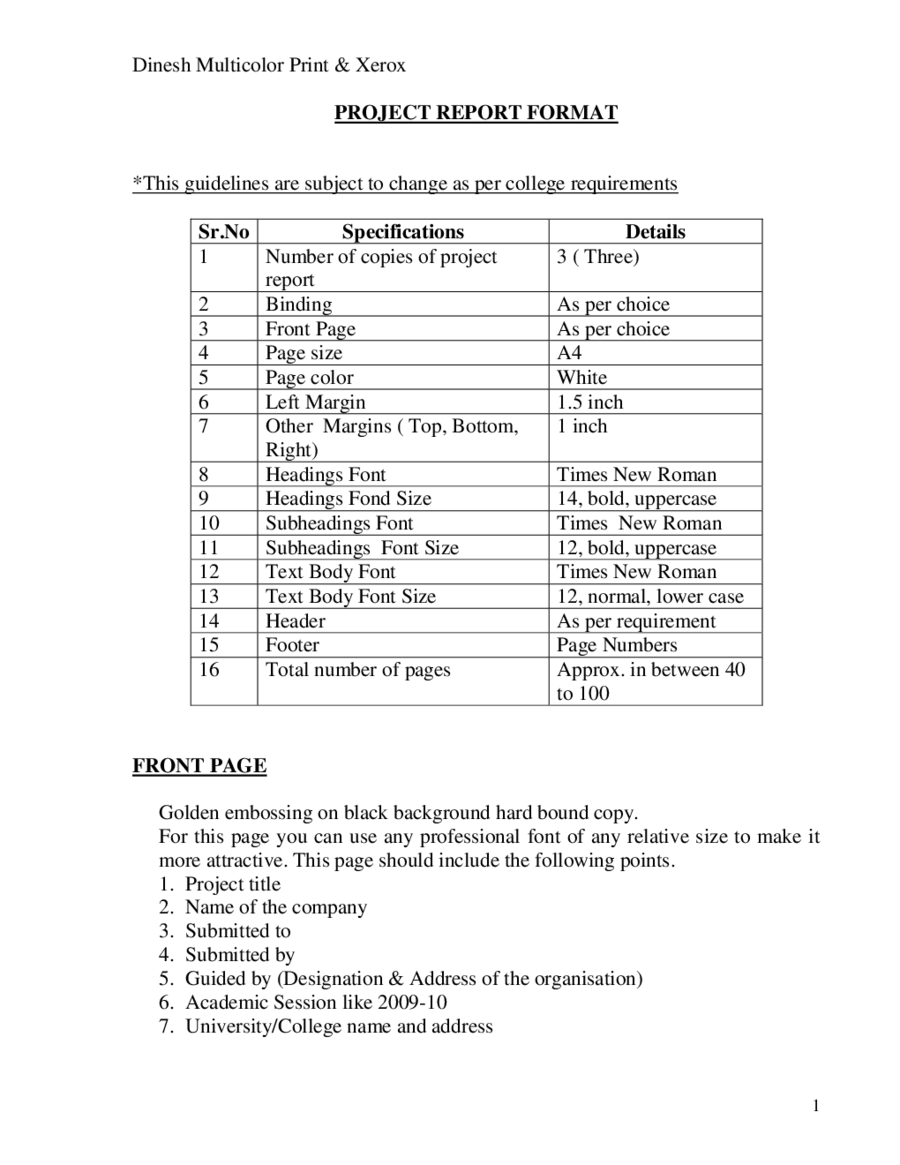 Project Report Format Edit Fill Sign Online Handypdf