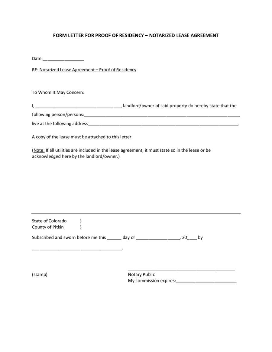 2022 Proof Of Residency Letter Fillable Printable PDF Forms Handypdf