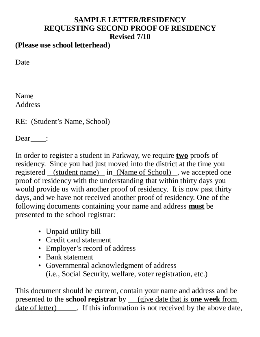 2023 Proof Of Residency Letter Fillable Printable PDF Forms Handypdf