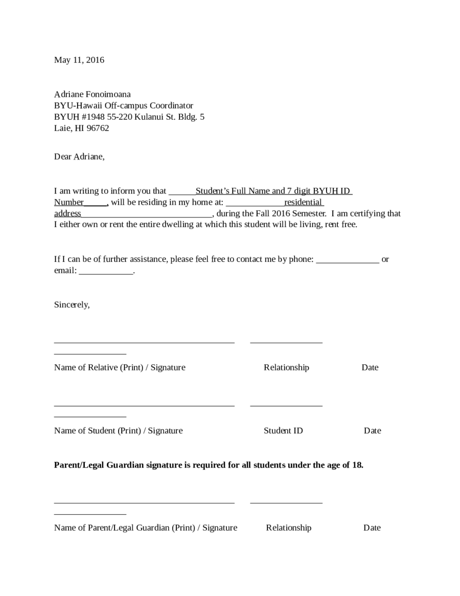2023 Proof Of Residency Letter Fillable Printable PDF Forms Handypdf