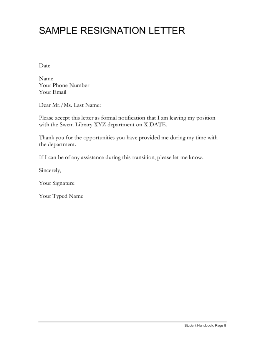 Company Resignation Letter Sample Master Of Template Document