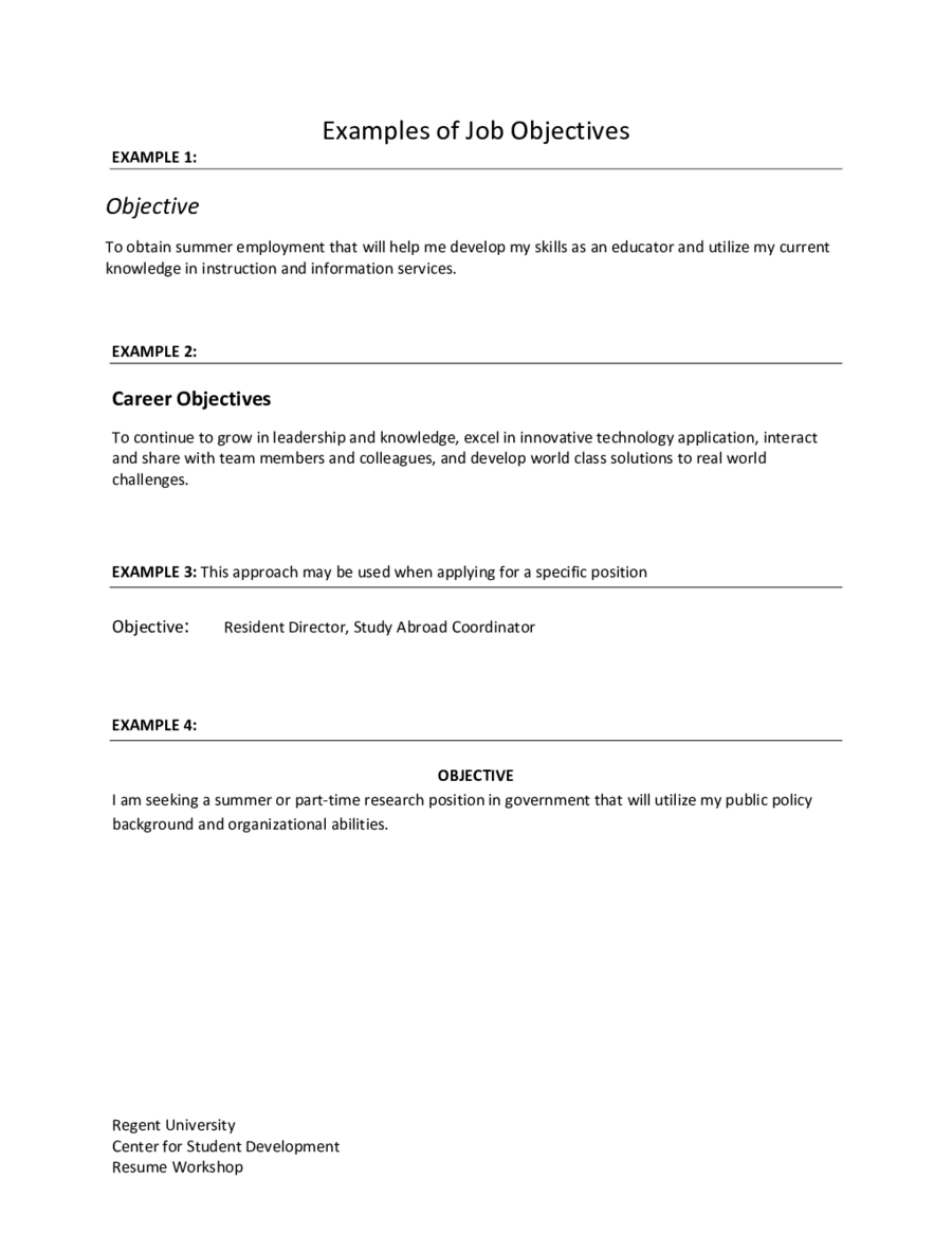 2023 Resume Objective Examples Fillable Printable PDF Forms Handypdf