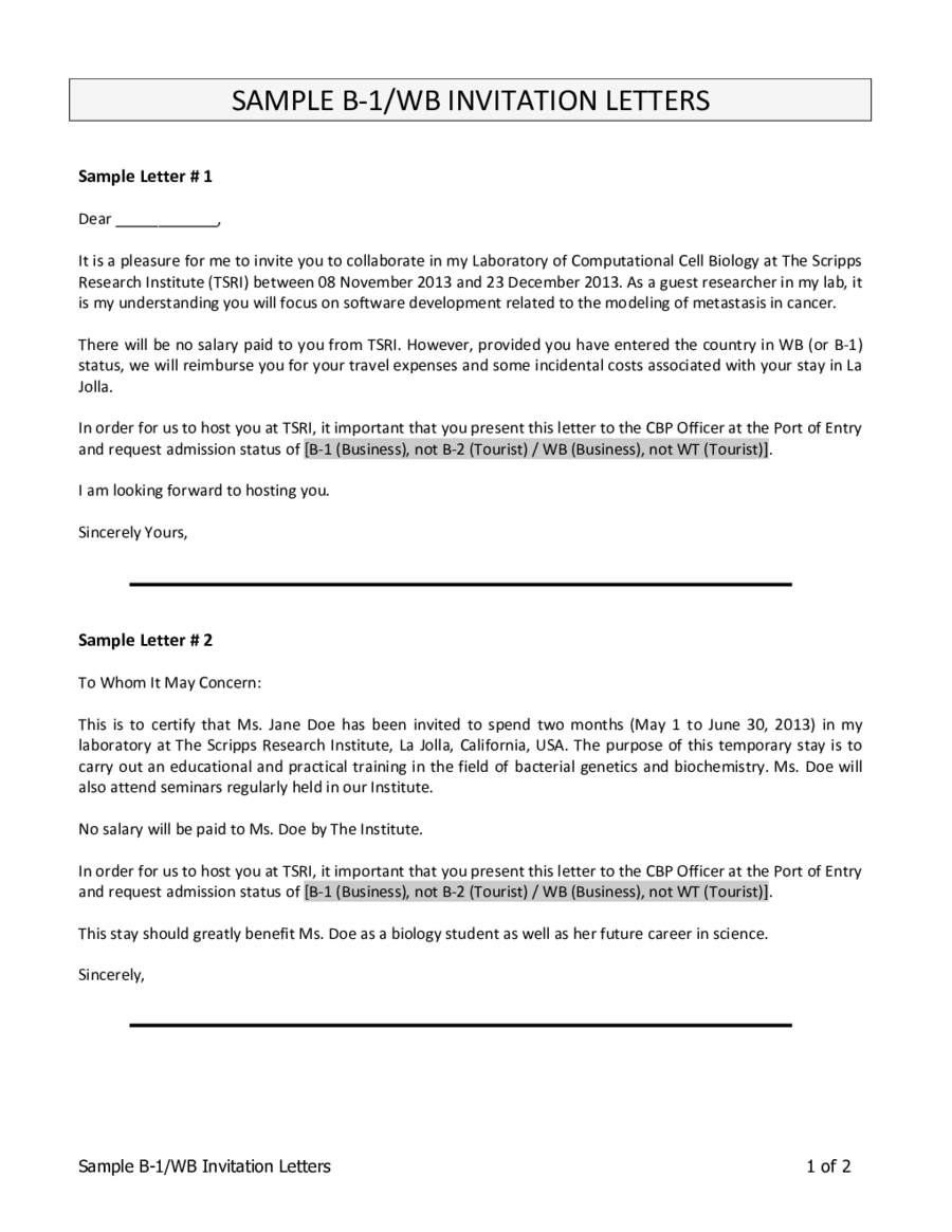 2023 Invitation Letter Sample Fillable Printable PDF Forms Handypdf