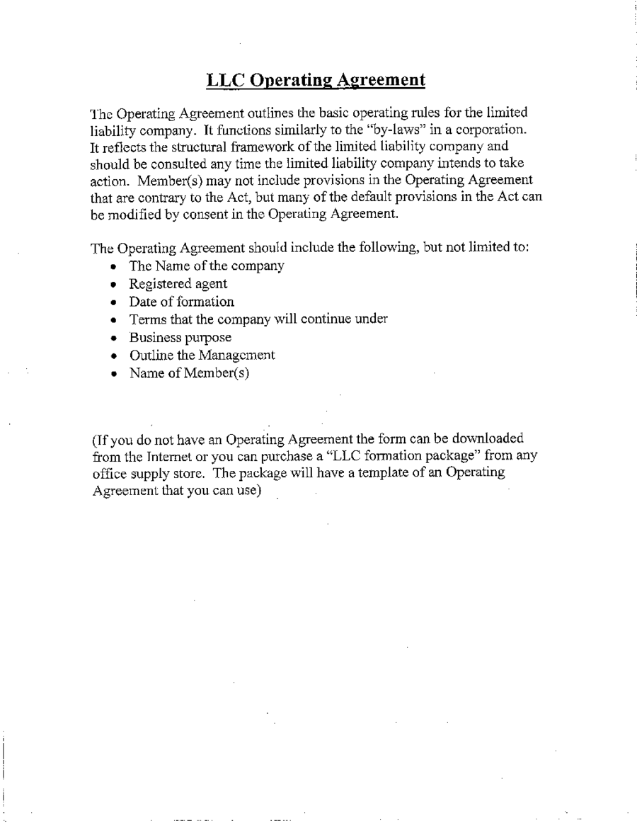Simple LLC Operating Agreement Template Edit Fill Sign Online 