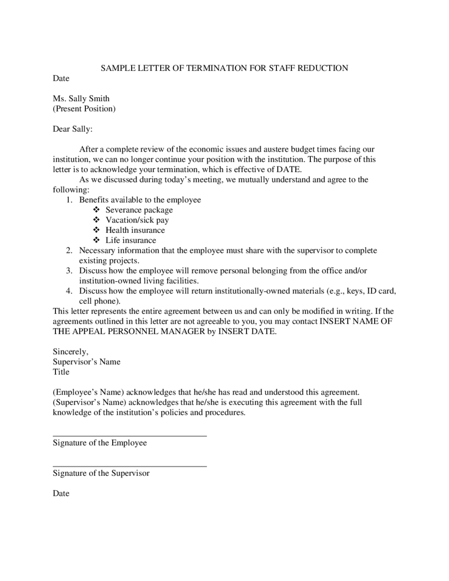 Employment Termination Letter Template Edit Fill Sign Online Handypdf