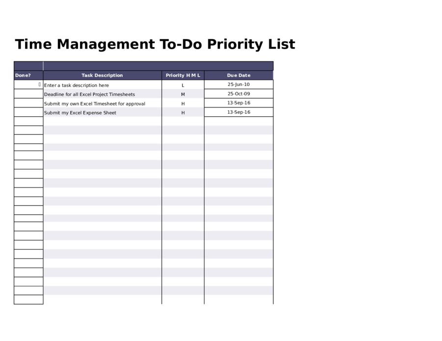 Excel Time Management TO DO Priority List Edit Fill Sign Online