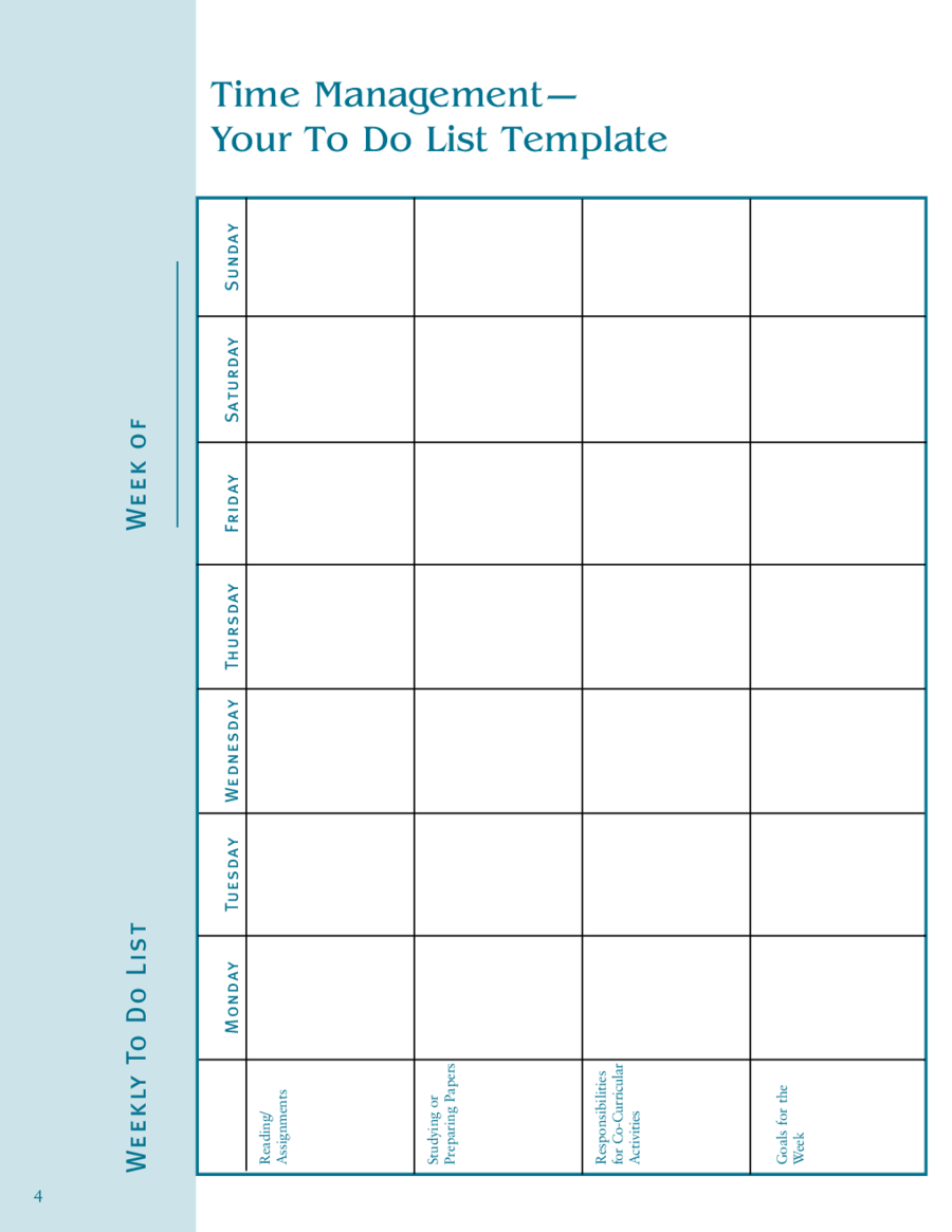Daily Time Management Template Collection Riset